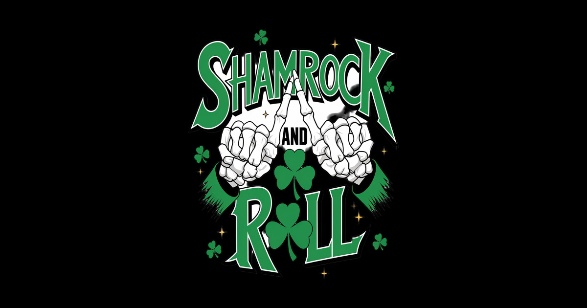 Shamrock and Roll Rock and Roll Saint Patrick's Day Skull - Shamrock ...