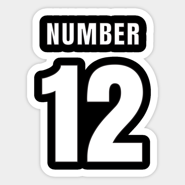 NUMBER 12 FRONT-PRINT - 12 - Sticker | TeePublic