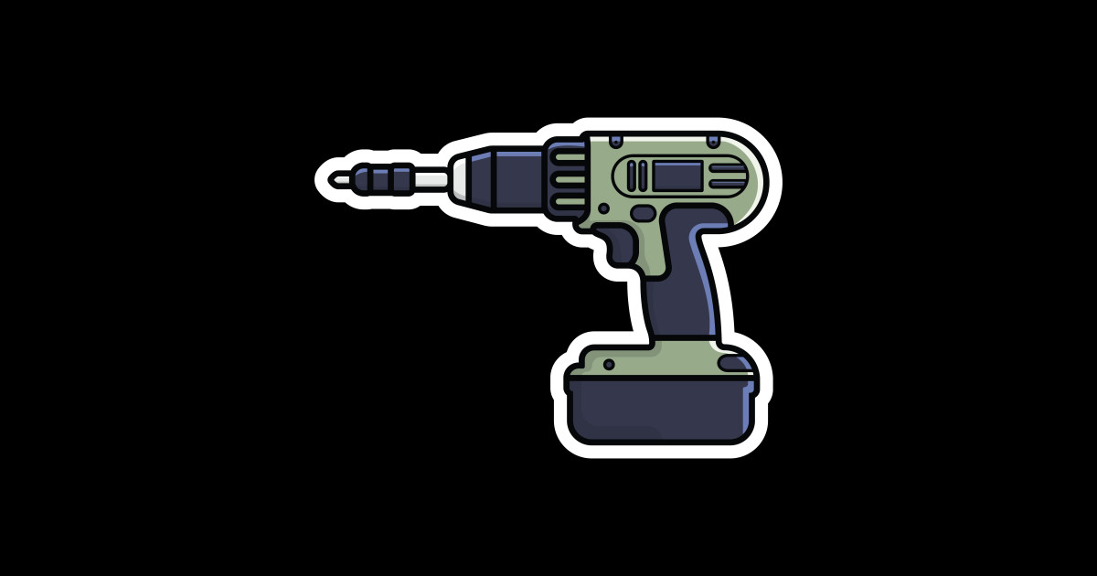 Drill with Screwdriver Sticker vector illustration. Tools object icon ...