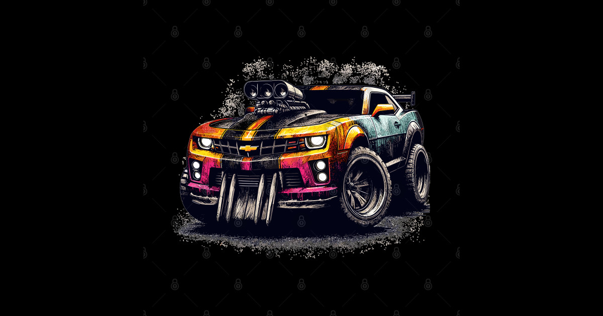 Cartoon chevy camaro - Chevy Camaro - Sticker | TeePublic