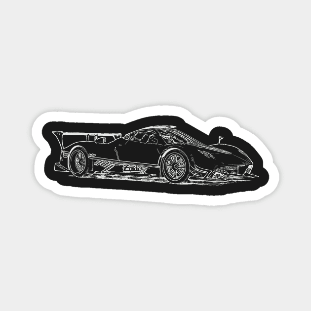 Pagani Zonda R Supercar Racing Wireframe White - Gt3 - Magnet | TeePublic