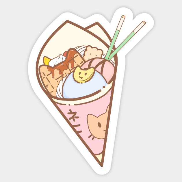 Cat Crepe - Kawaii - Sticker | TeePublic