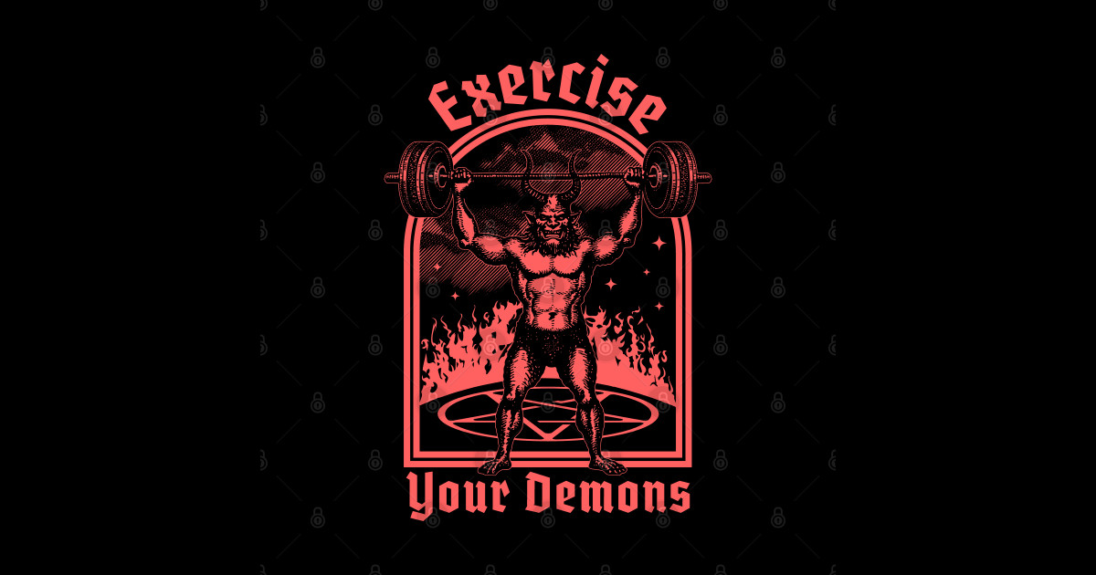Exercise Your Demons - Satanic Baphomet Satan Funny Workout - Exercise ...