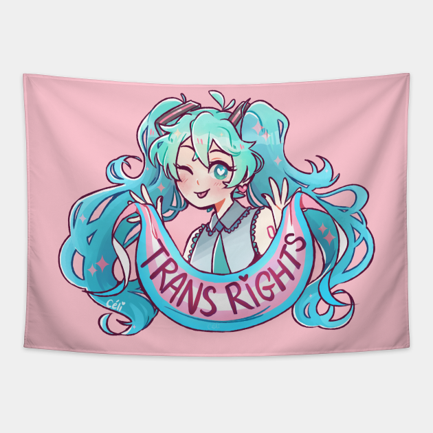 miku says trans rights! - Trans Rights - Tapestry | TeePublic