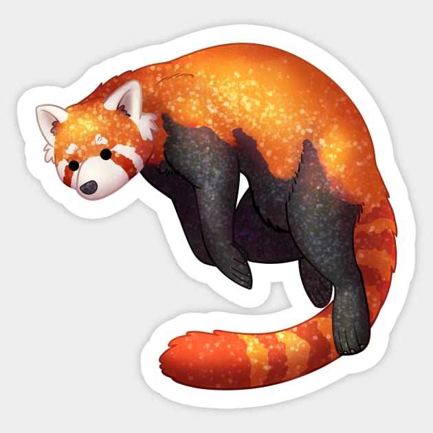 Cozy Red Panda - Red - Sticker | TeePublic