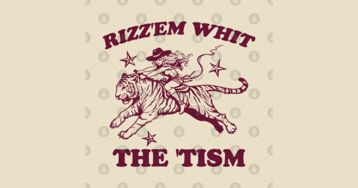 Rizz em whit the tism - Hell Cat Cowgirl Riding Tiger Vintage T-Shirt ...