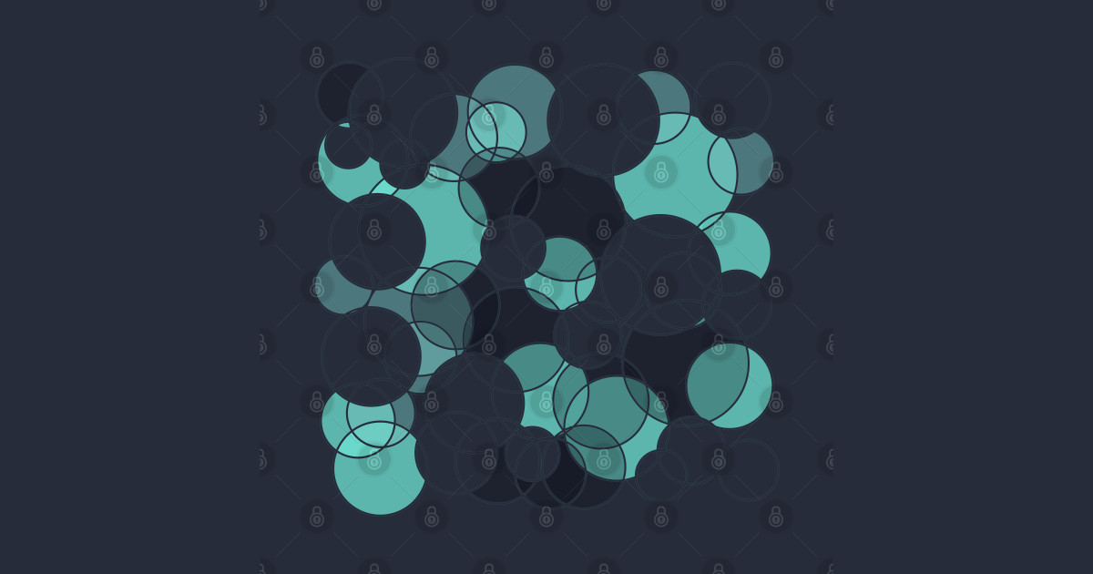 Abstract Teal Blue Circle Pattern - Cool Tone Bubble Art - T-Shirt ...