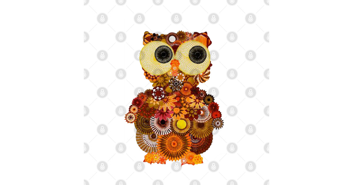 Spirograph Owl: a handmade spirograph collage print - Spirographic - T ...
