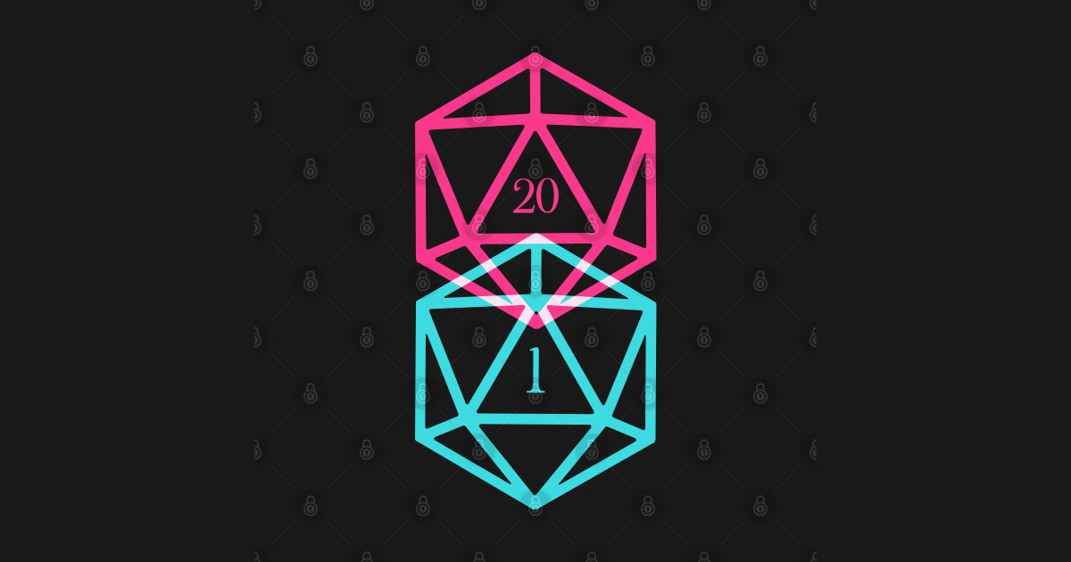 D20 Dice Critical Fail and Natural 20 Tabletop RPG Gaming - Dungeons ...