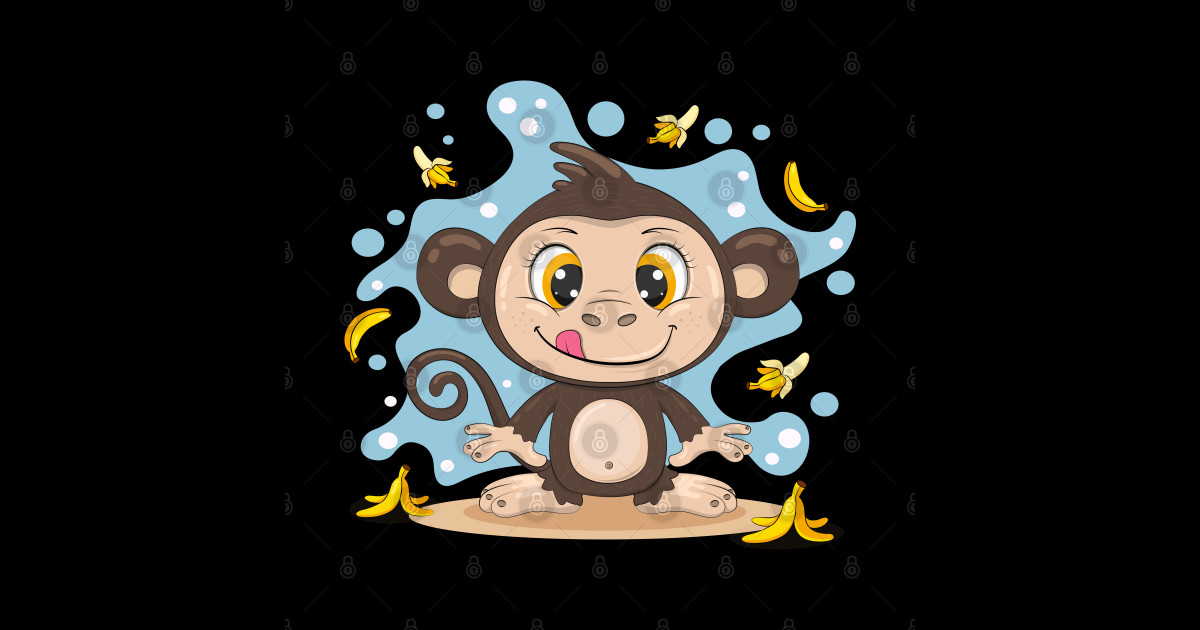 Cute Cartoon Monkey - Monkey Lover - Sticker | TeePublic