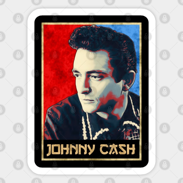 Black retro Johnny Cash - Johnny Cash - Sticker | TeePublic