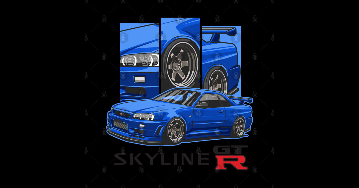 The Legendary Nissan Skyline GTR R34 - Cars - Sticker | TeePublic