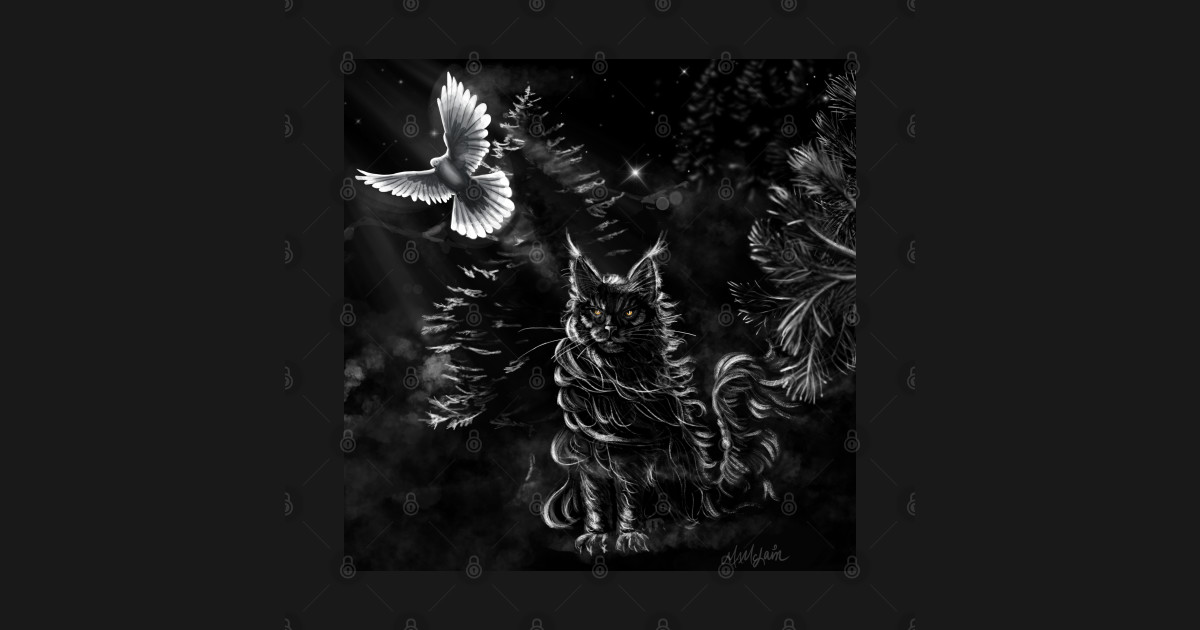 Shadow Watcher, Dark Fantasy Cat Art - Cat - T-Shirt | TeePublic