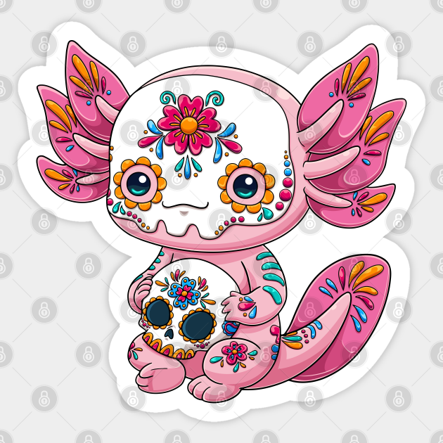 Mexican Axolotl Sugar Skull Calavera Día De Los Muertos - Axolotl Sugar ...