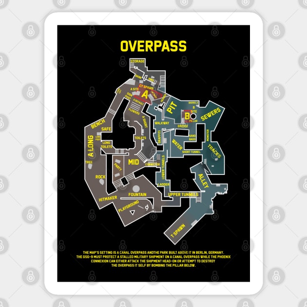 T-Shirt Csgo Overpass map - Csgo - Sticker | TeePublic