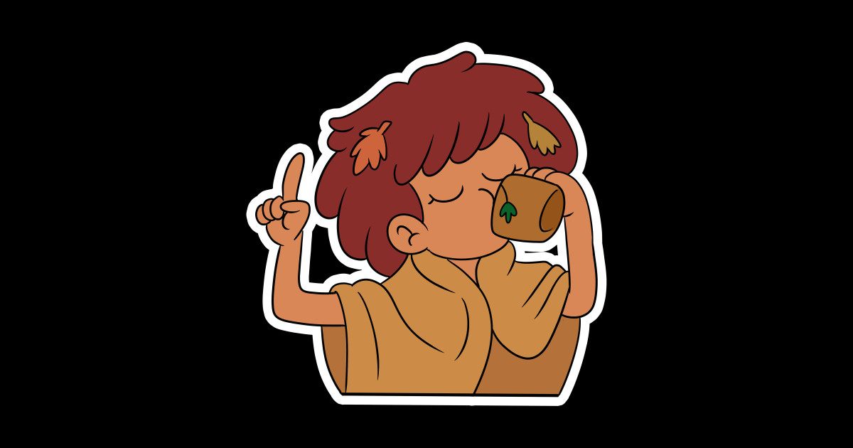 Anne Amphibia drinking tea - Amphibia - Sticker | TeePublic