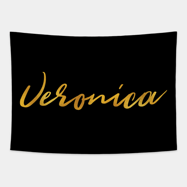 Veronica Name Hand Lettering in Faux Gold Letters - Veronica - Tapestry ...