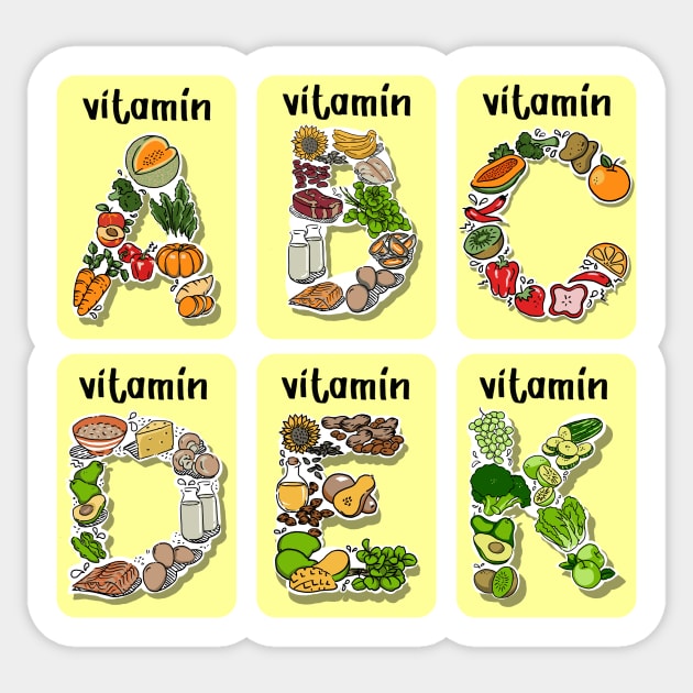 Vitamin letter illustration - Vitamin - Sticker | TeePublic