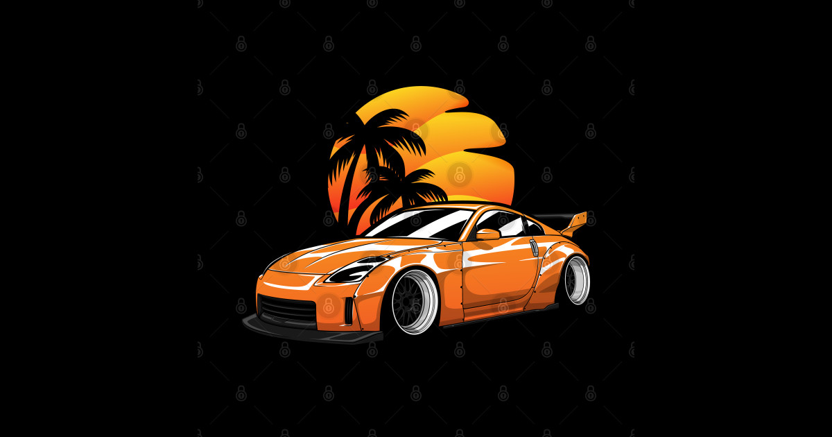 Orange 350Z Fairlady Z widebody JDM - 350z - Sticker | TeePublic