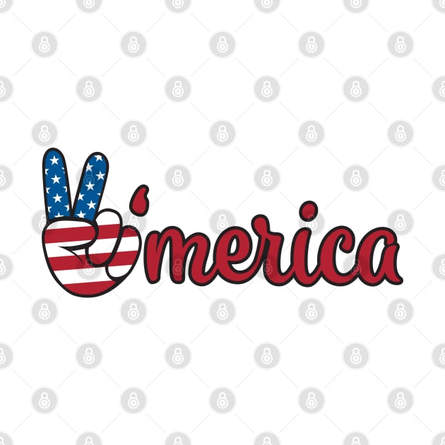 America A’merica peace with handsign - Usa - T-Shirt | TeePublic