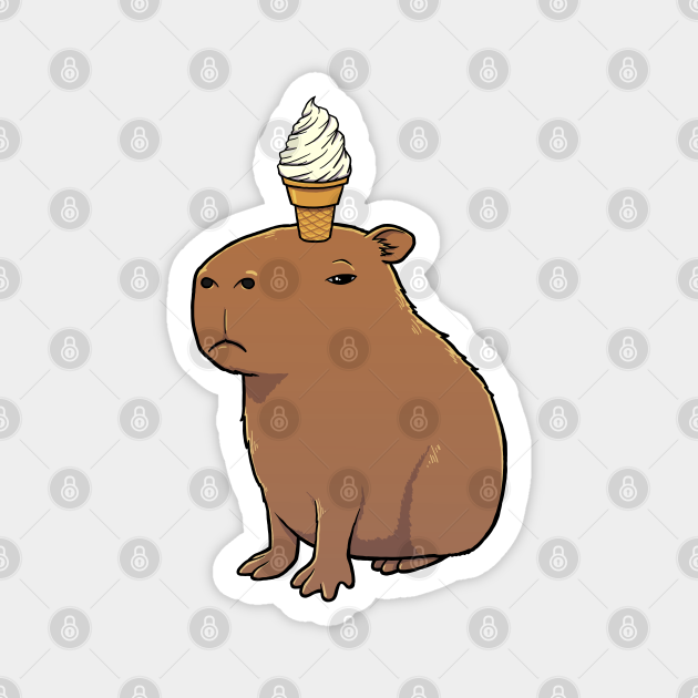 Capybara with Vanilla Ice Cream on its head - Capybaras - Magnet ...