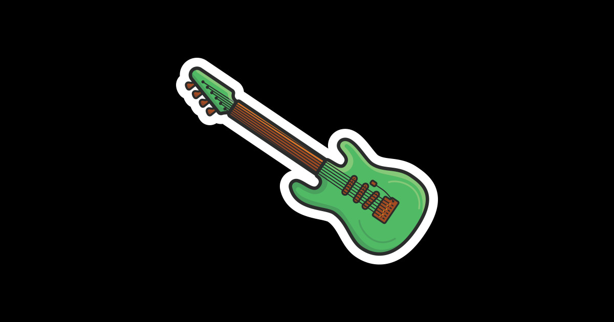 Guitar Music Cartoon Sticker vector illustration. Musical instrument ...