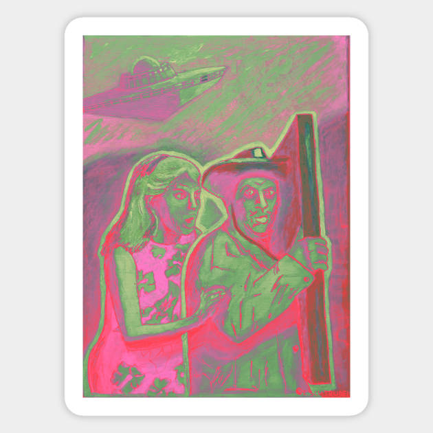 Saint-Tropez UFO Alien Invasion II - Alien - Sticker | TeePublic