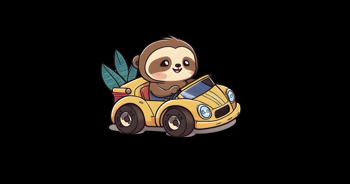 Cute Sloth driving a Car - Adorable Sloth drawing - Cute Sloth ...