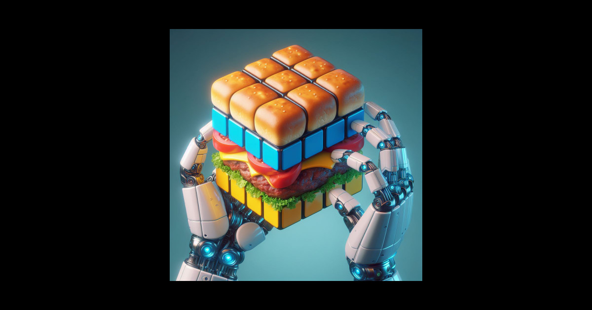 Rubik's Cube Shaped Hamburger and Cyborg - Cute Cyberpunk - Cyborg ...