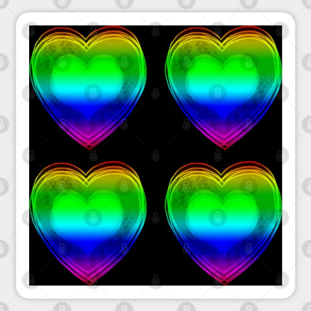 Rainbow Hearts With Black Background - Rainbow Hearts - Sticker | TeePublic