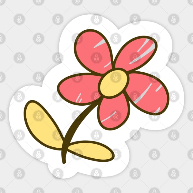 Cartoon pink flowers - Flowers Art - Sticker | TeePublic