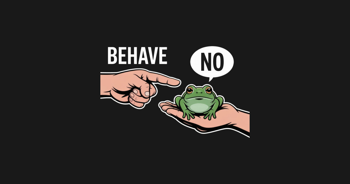 Defiant Frog Saying No Funny Cartoon Art - Funny Frog Humor - T-Shirt ...
