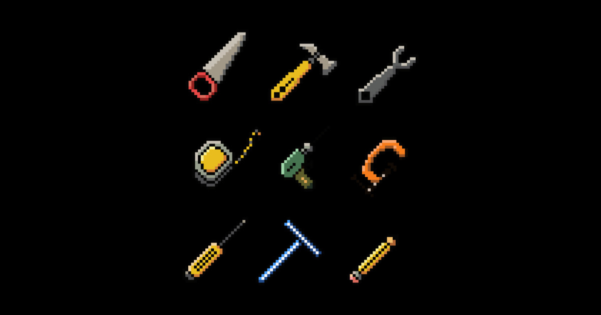 Inventory - Tools - Pixel Art - Pixel Art Tools Weapons Video Games ...