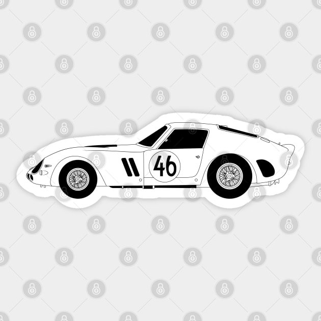 250 GTO Black Outline - Car - Sticker | TeePublic