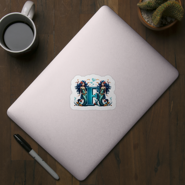 Mermaid Alphabet The Letter F - Letter Artwork - Sticker | TeePublic