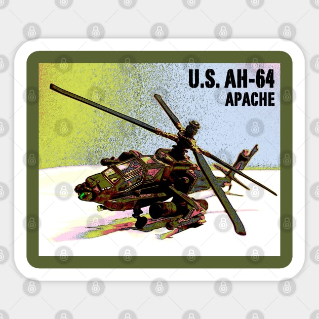 U.S. AH-64 Apache Helicopter - Us Ah 64 Apache Helicopter - Sticker ...