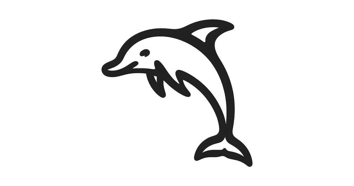 Stick Figure of a Dolphin in Black Ink - Stick Figure Dolphin - T-Shirt ...