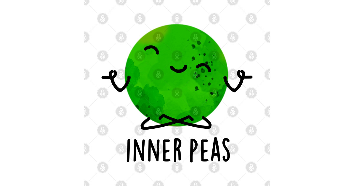 Inner Peas Cute Meditating Pea Pun - Pea Pun - T-Shirt | TeePublic