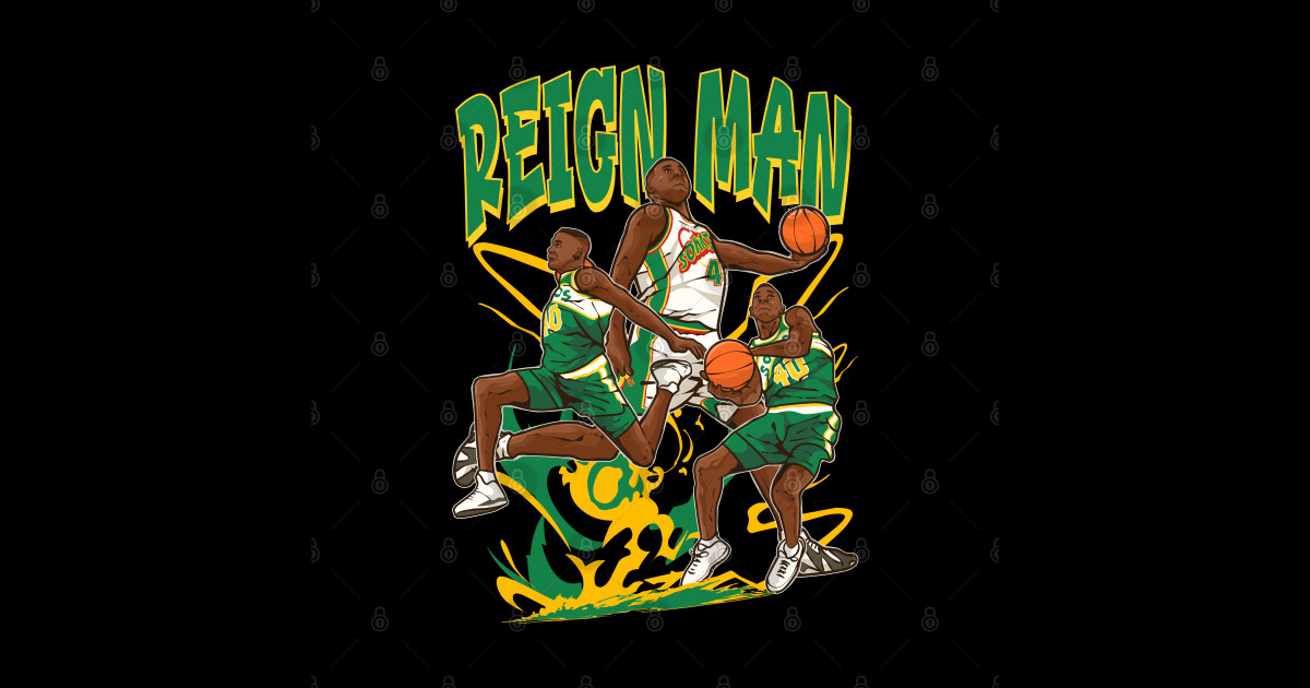 Shawn Kemp Reign Man Cartoon - Nba - Sticker | TeePublic