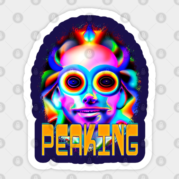 Peaking - Captioned (2)- Trippy Psychedelic Art - Psychedelic - Sticker ...