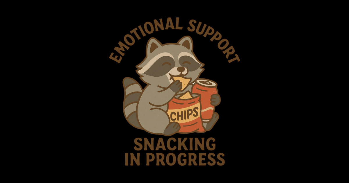 Emotional Support Snacking Raccoon – Cute Funny Animal Meme Design for ...
