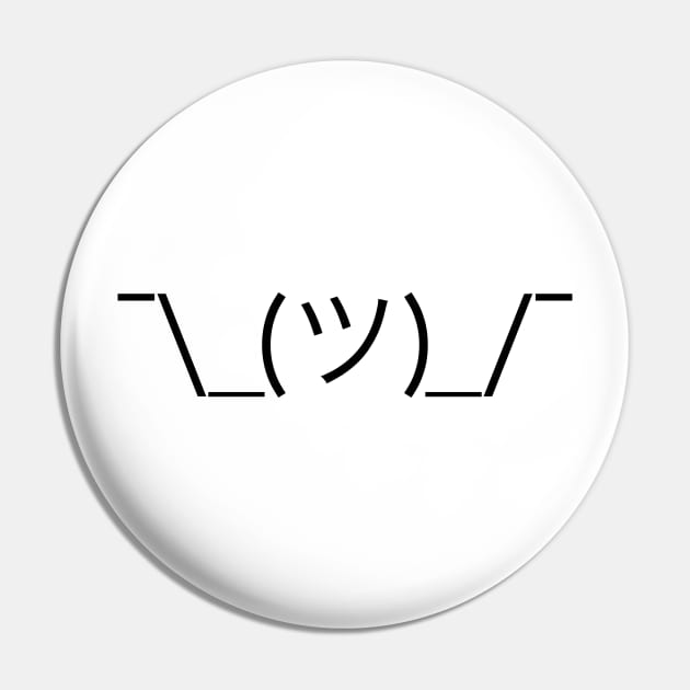 Emoticon Face Shrug (Black) - Emoticon Shrug - Pin | TeePublic