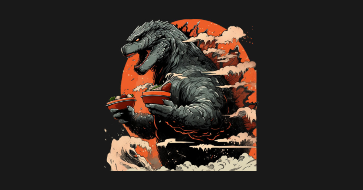 godzilla eat ramen - Godzilla - T-Shirt | TeePublic