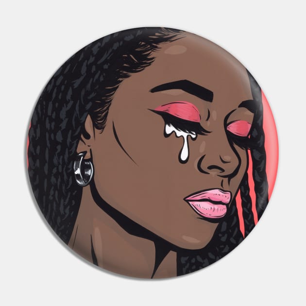 Coral Black Crying Comic Girl - Sadgirl - Pin | TeePublic