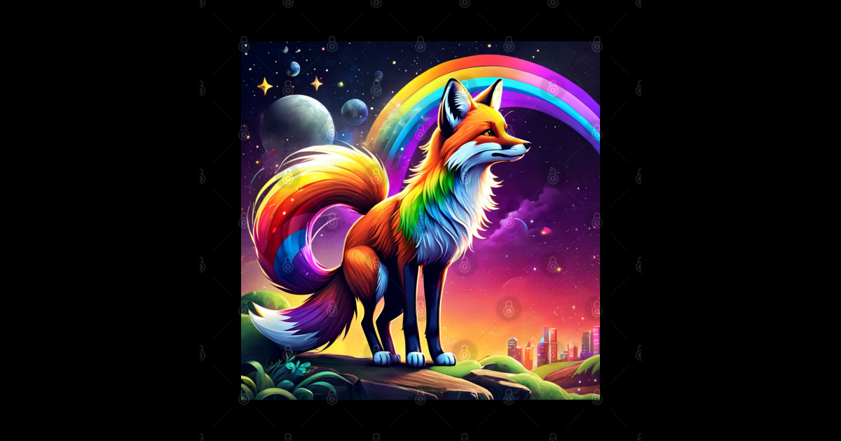 Rainbow Fox - Rainbow - Sticker | TeePublic