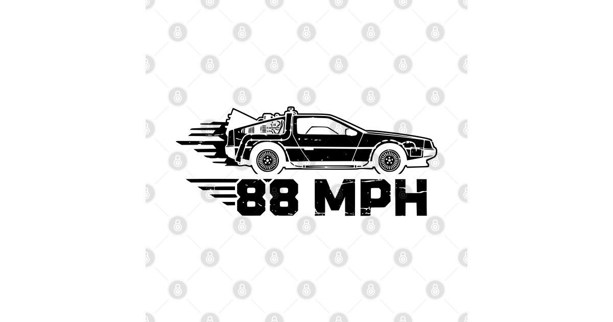 88 MPH Time Machine DeLorean Retro Black - Delorean Back To The Future ...