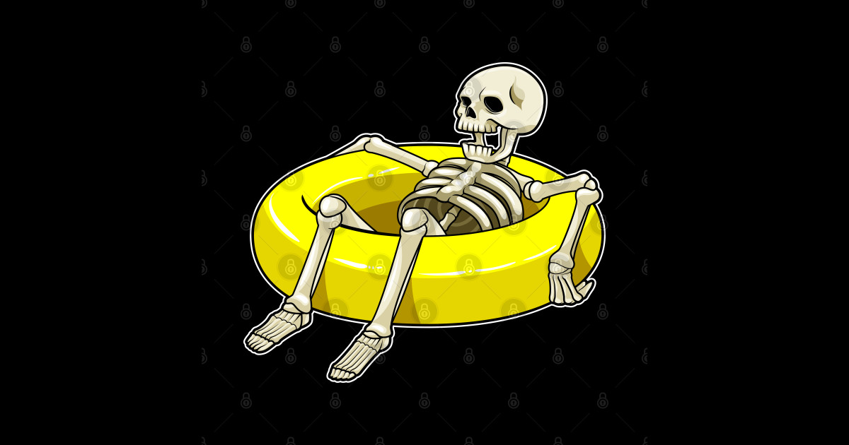 Skeleton at Swimming with Swim ring - Swimming - Tapestry | TeePublic