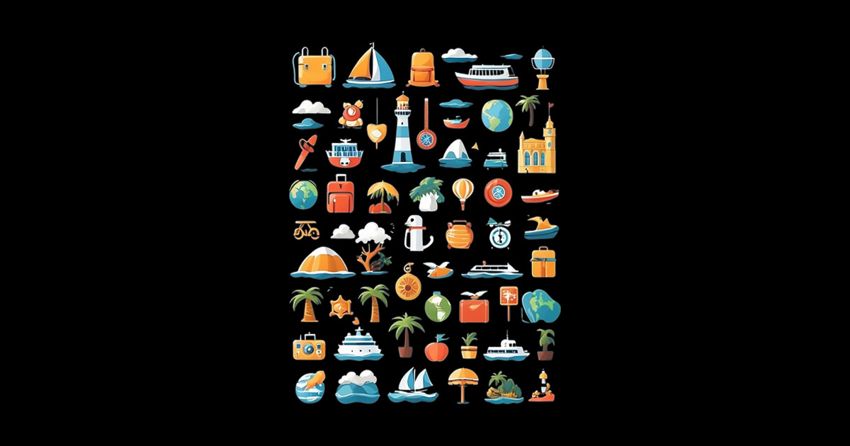 TRAVEL AND TOURISM ICONS - Tourism - Sticker | TeePublic