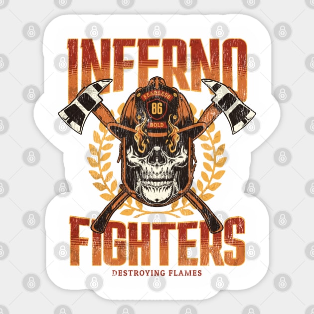 Inferno Fighters Fearless & Bold Firefighter Skull - Firefighter ...