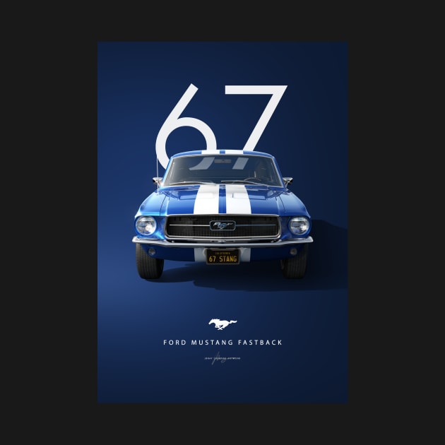 1967 Ford Mustang Fastback Artwork - Car - T-Shirt | TeePublic